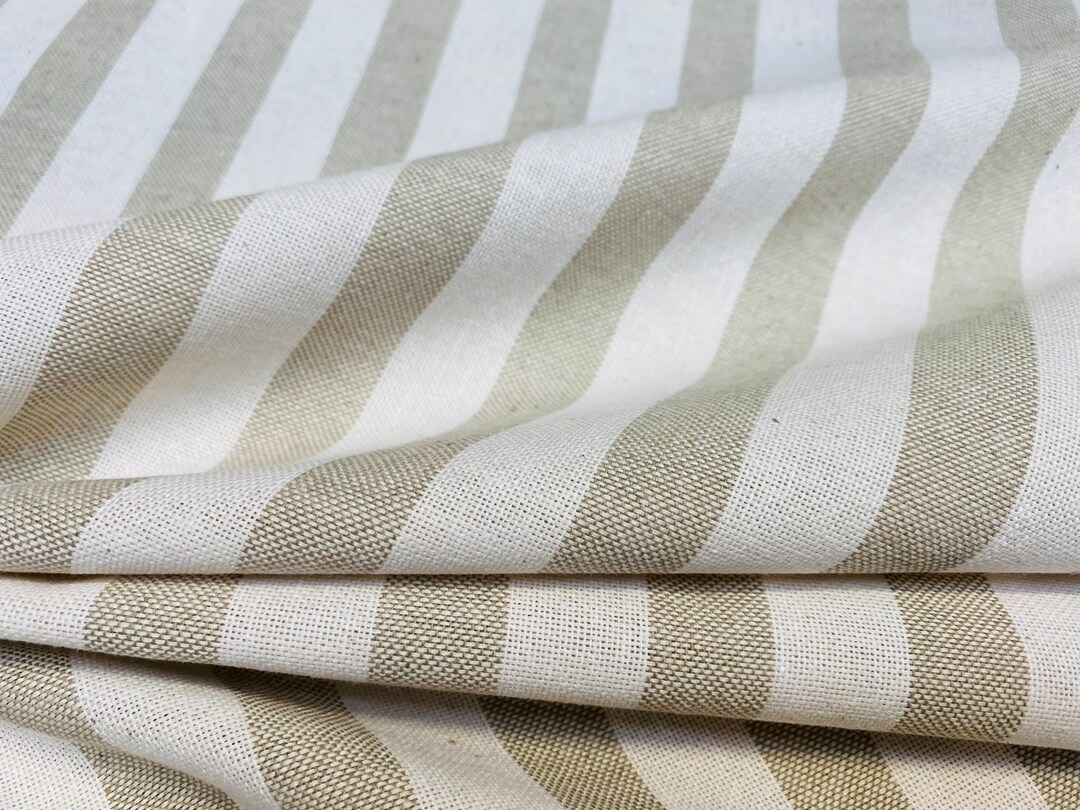 Linen Look STRIPES Culla Fabric Furnishing Curtain Upholstery ...