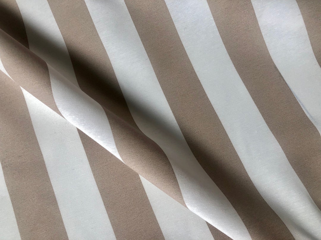 Beige & White Striped Fabric - Sofia Stripes Curtain Tablecloth ...