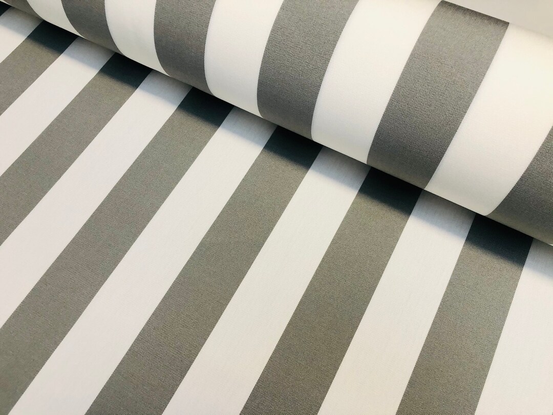 Light Grey & White Striped DRALON Outdoor Fabric Acrylic Teflon ...