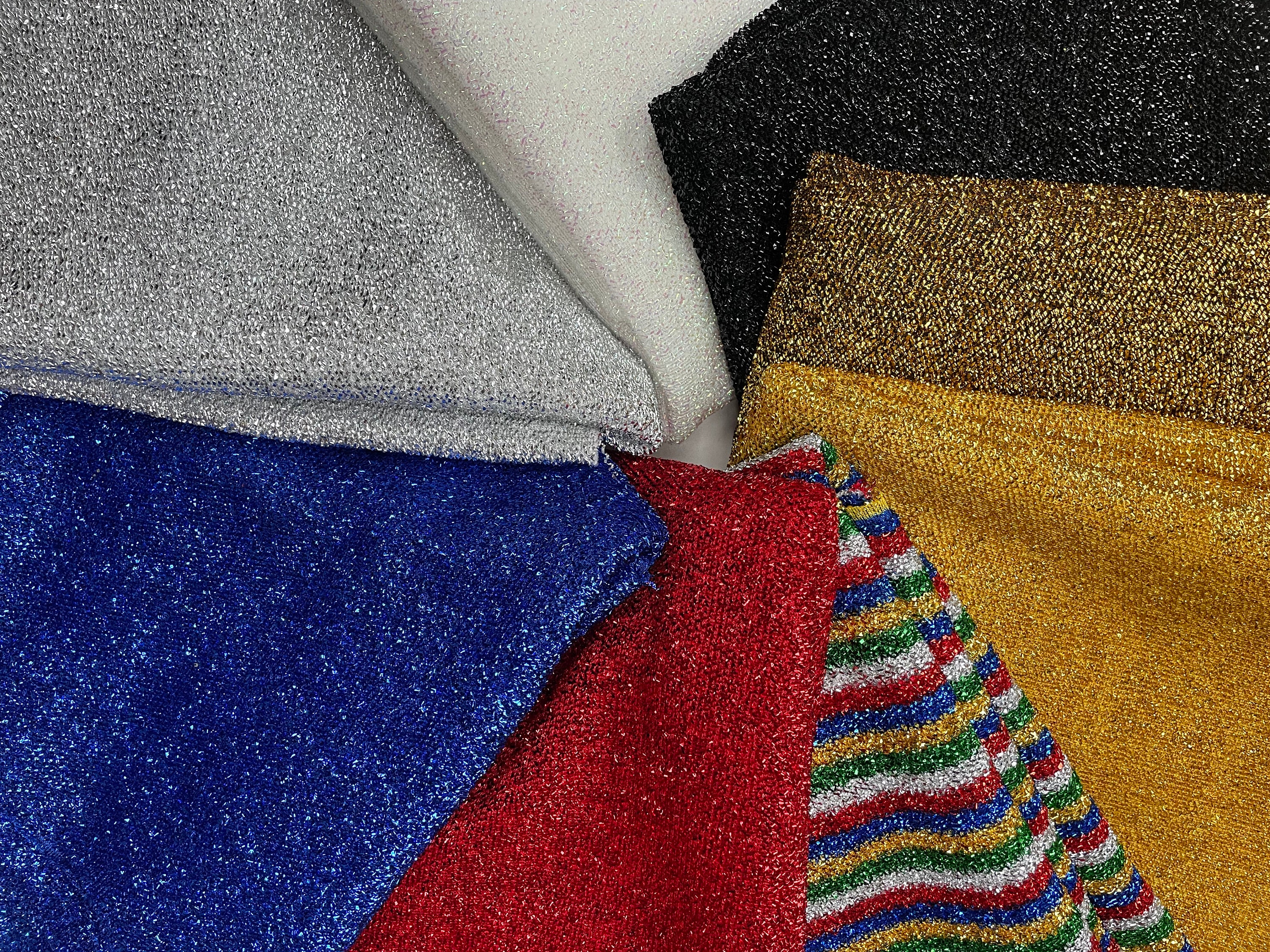Sparkling Tinsel Lurex Fabric Stretch Metallic Glitter Lametta Shimmer ...