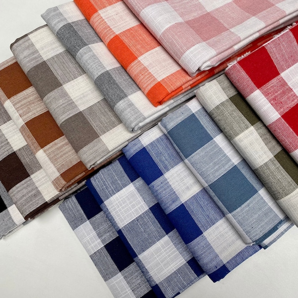 Checked Linen Fabric - Etsy