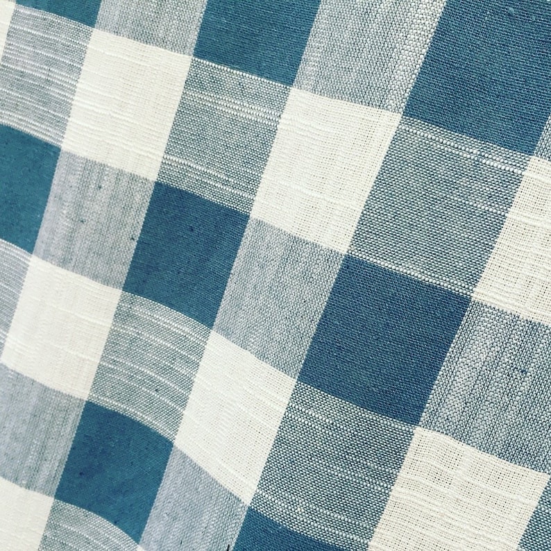 Gingham Linen Checked Linen Fabric Plaid Material Buffalo Etsy