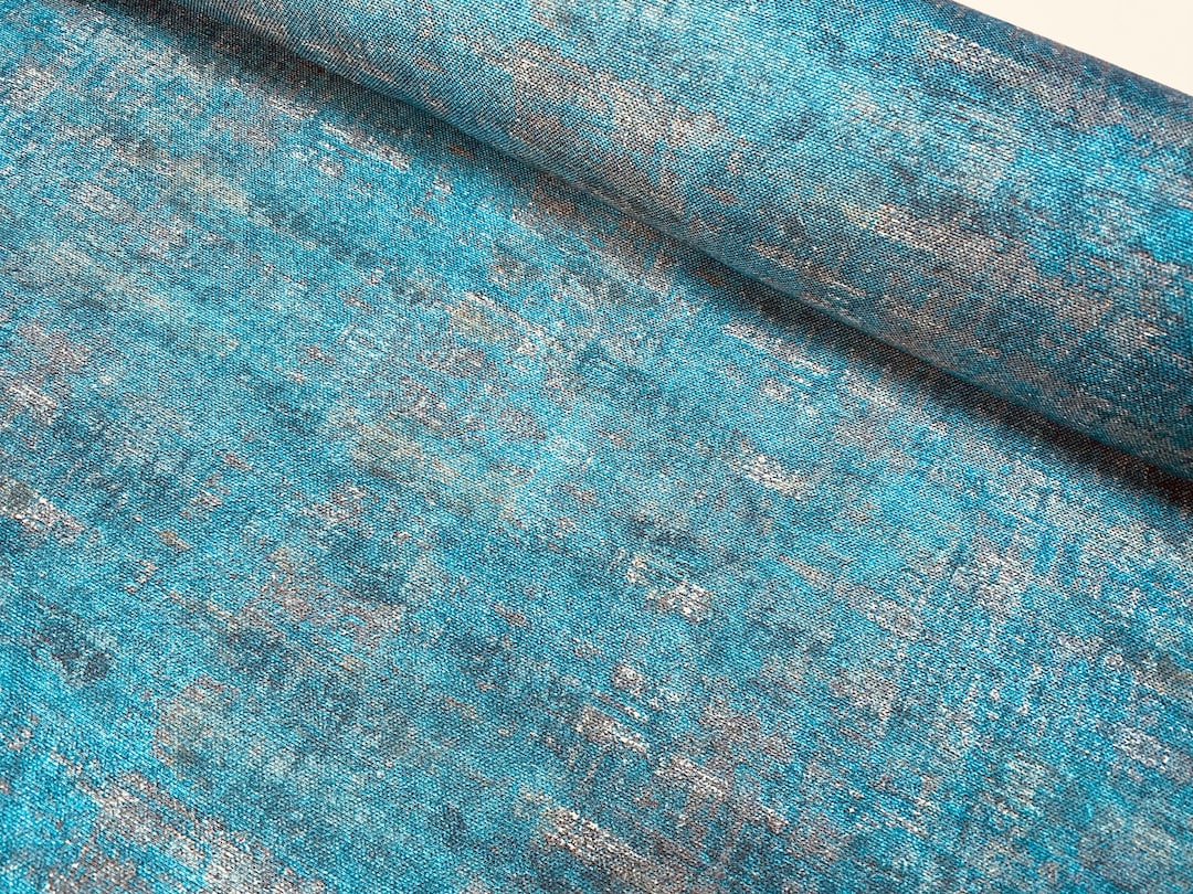 Dirty Look Teal Blue Turquoise Fabric Material for Home Decor, Curtains ...