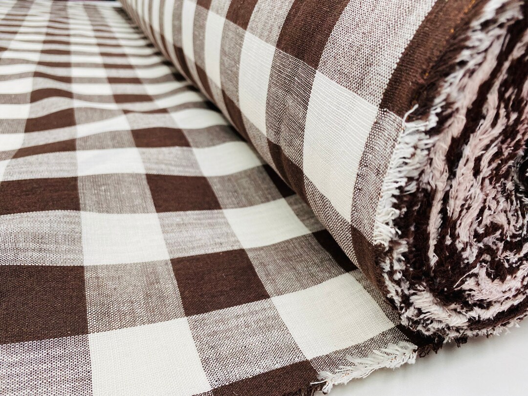 Gingham Linen Checked Linen Fabric Plaid Material Buffalo Check Cotton ...