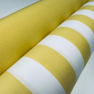 Yellow & White Striped DRALON Outdoor Fabric Acrylic Teflon Waterproof ...