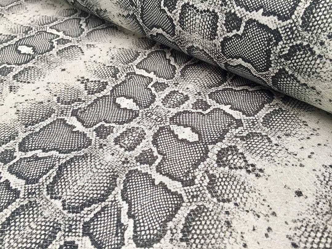 GREY Digital Snake Skin Print Fabric Animal Python Cotton Home Decor ...