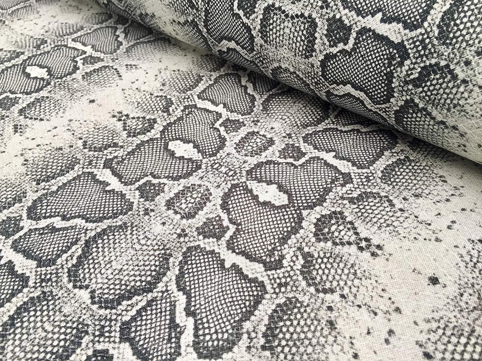 GREY Digital Snake Skin Print Fabric Animal Python Cotton Home Decor ...