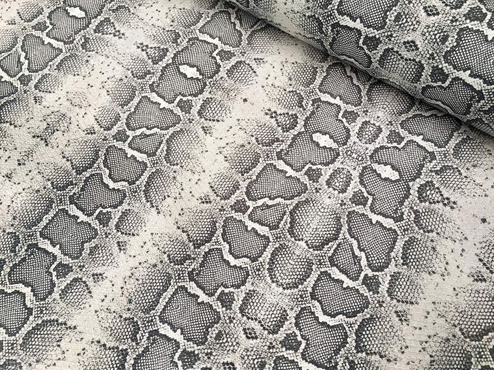 GREY Digital Snake Skin Print Fabric Animal Python Cotton Home Decor ...