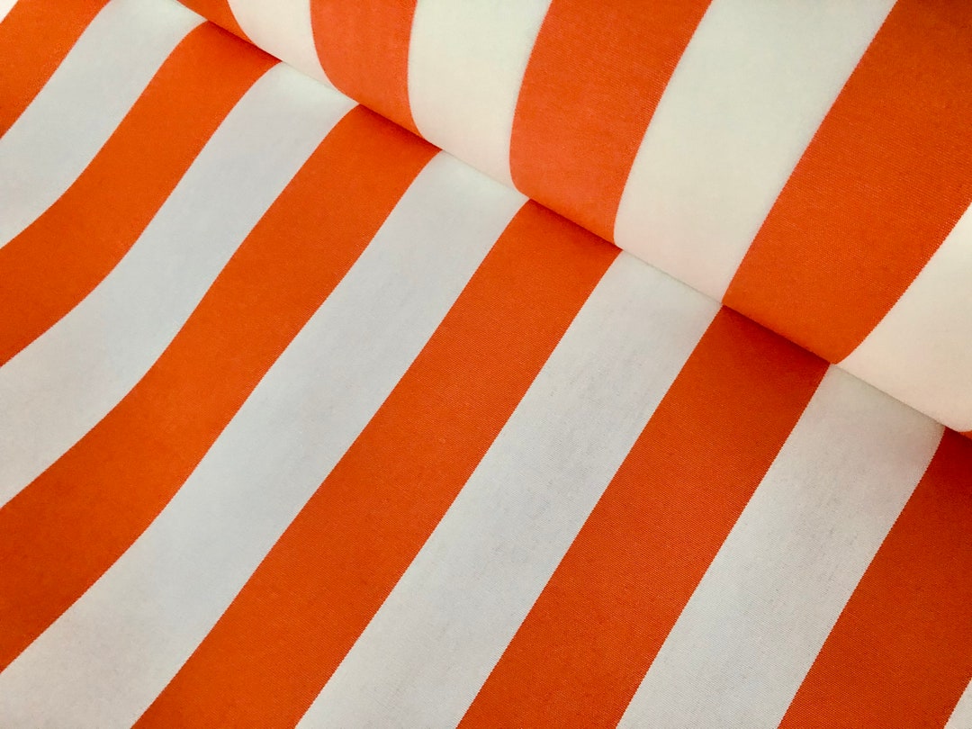 Orange & White Striped DRALON Outdoor Fabric Acrylic Teflon Waterproof ...