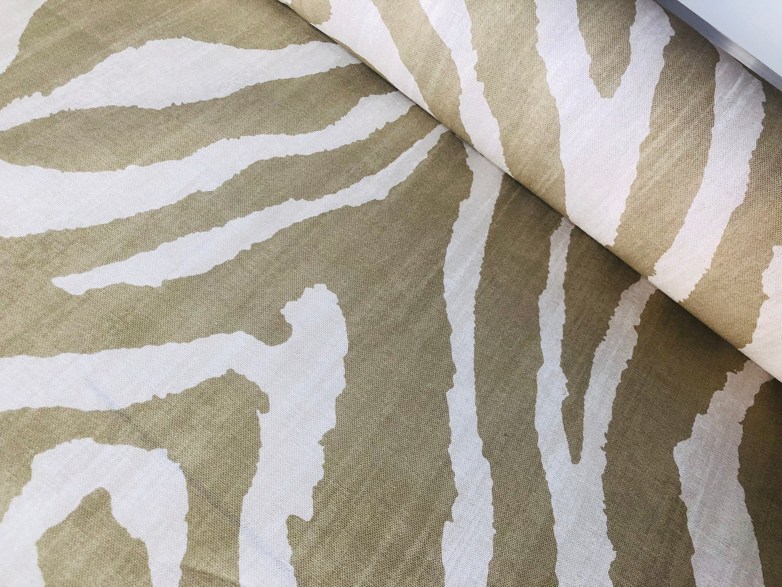 African BEIGE & CREAM Zebra Stripes Print Linen Look Cotton - Etsy UK