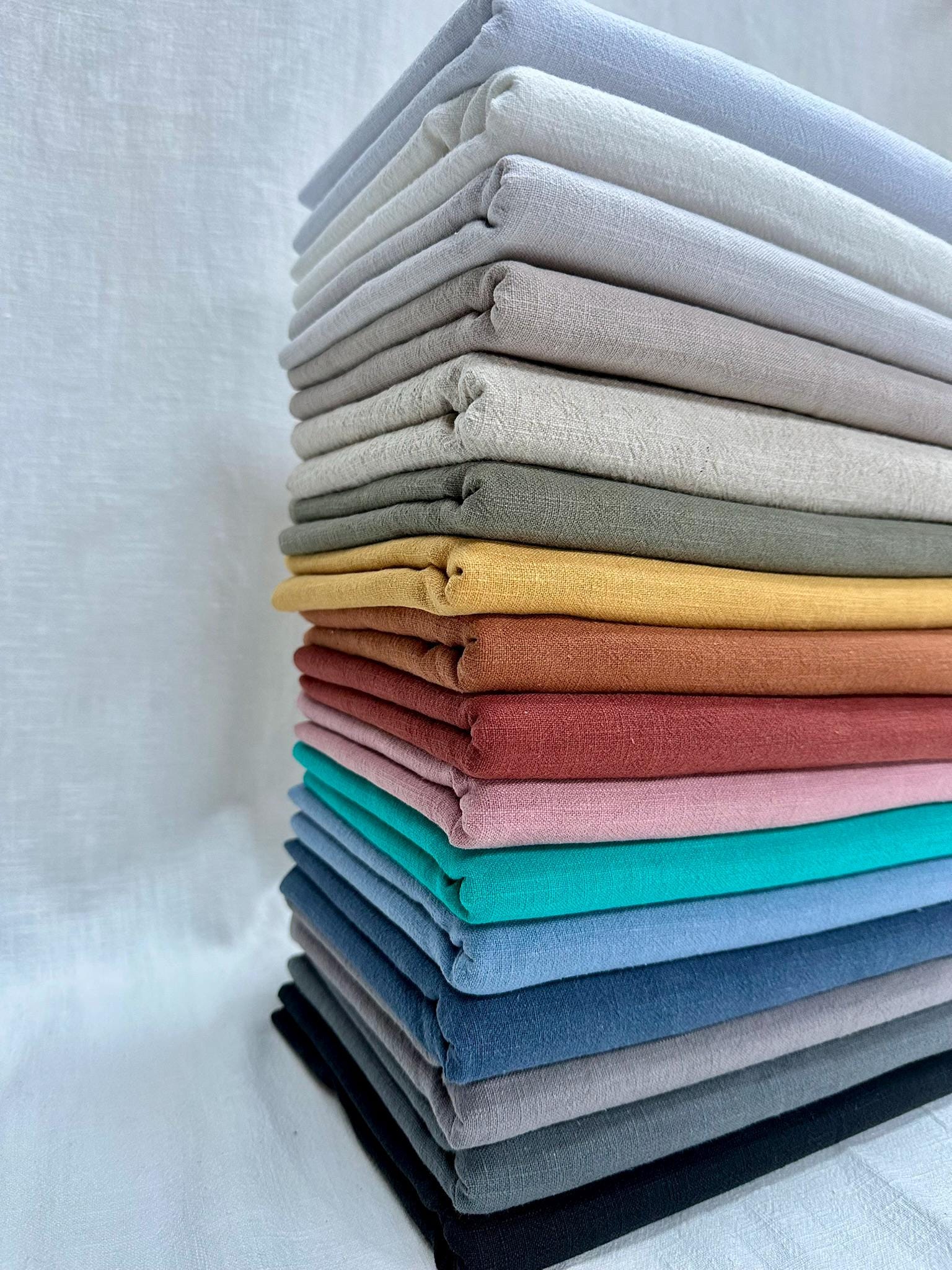 Natural - Stone Washed Pure Plain Linen Fabric Material - 100% Linens ...
