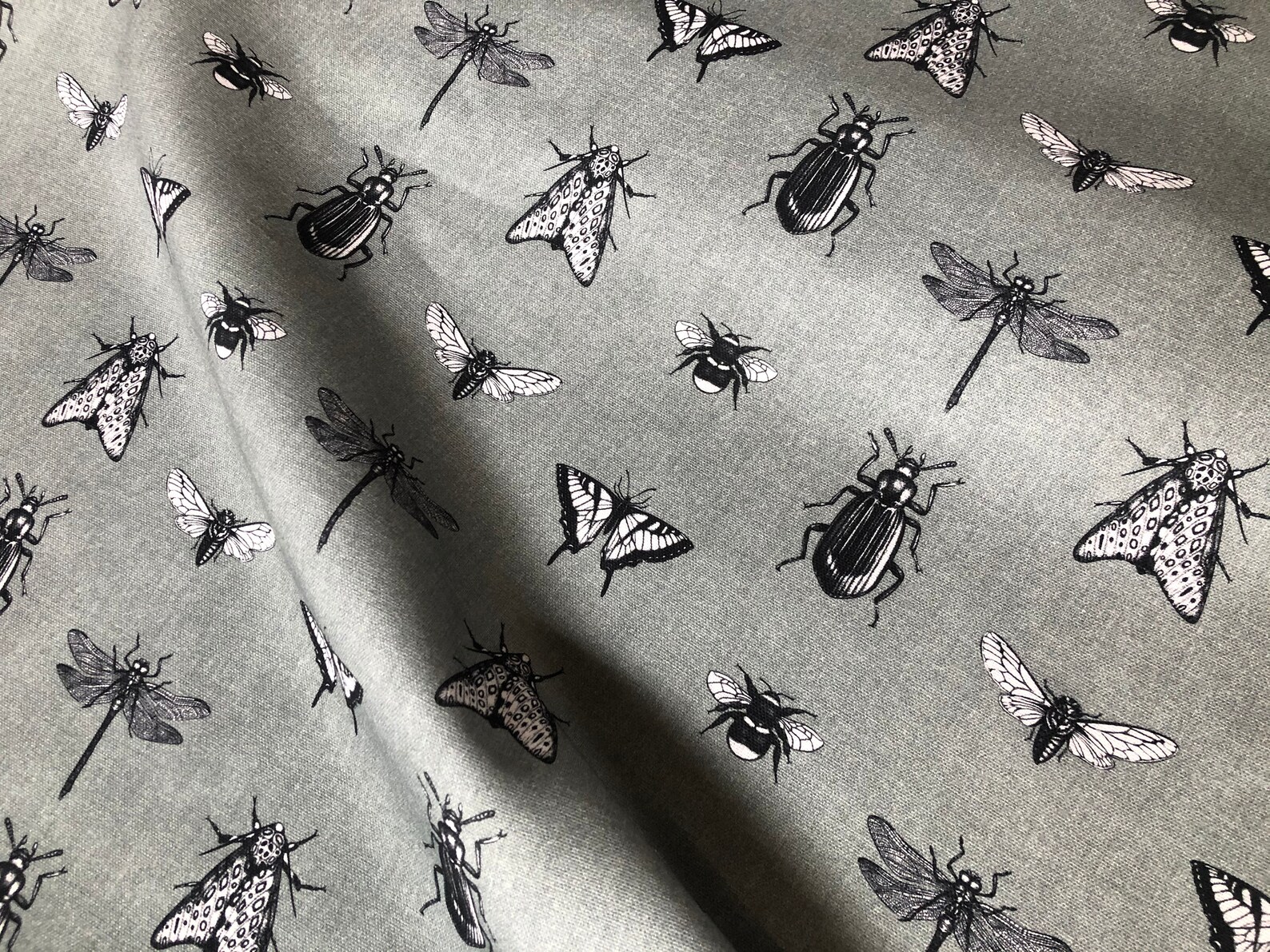 Grey Bugs & Insects Fabric for Curtains Upholstery Dressmaking - Etsy
