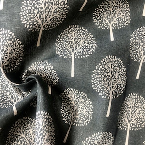 GREY Mulberry Tree Cotton Linen Blend Fabric Natural Light Grey Hessian ...