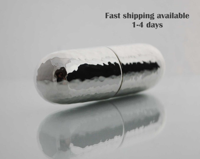 Sterling Silver Pill Box Hammered NEW Sterling Silver Handmade Hammered ...