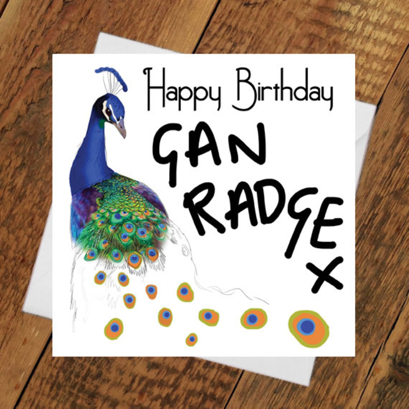 Happy Birthday Peacock Card GAN RADGE Girlfriend Party Time Geordie for ...