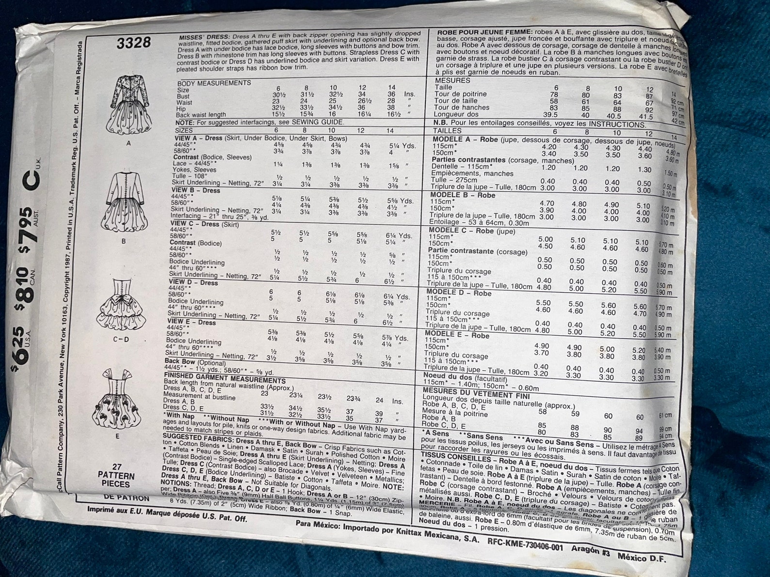 Vintage 80's Prom and Wedding Dress Sewing Patterns Including Butterick ...