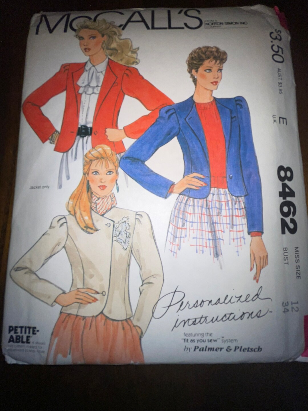 Vintage Jacket Sewing Patterns Mccall's 8462 - Etsy