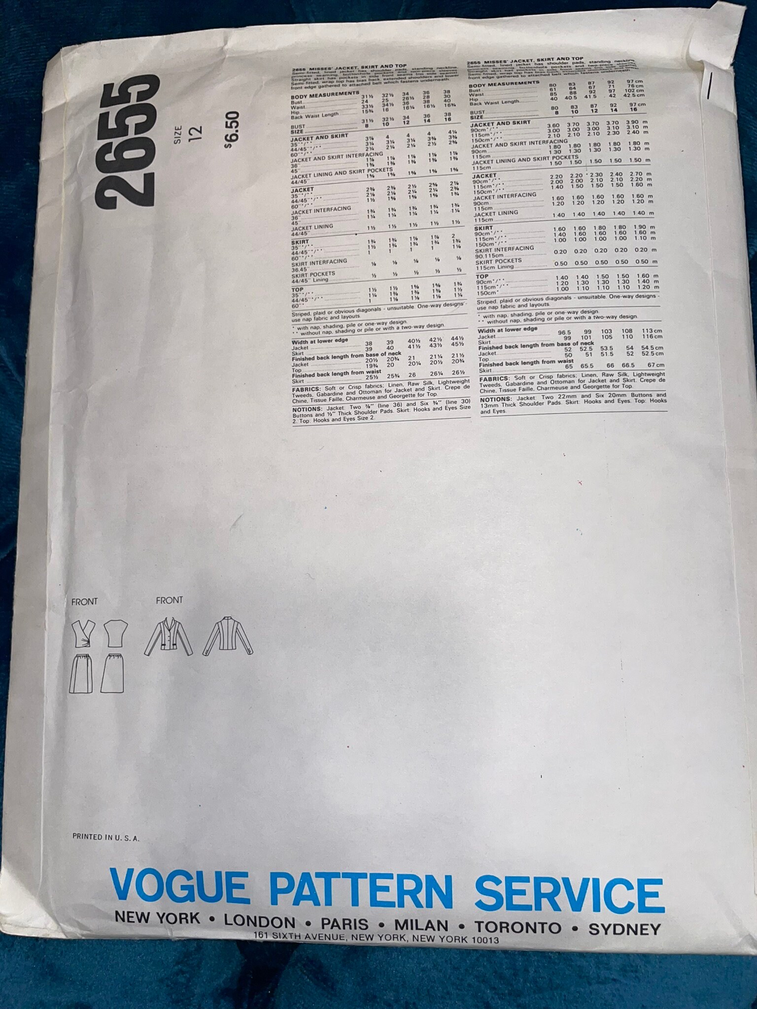 Vintage American Designer Vogue Patterns - #2283 - Calvin Klein, #2655 ...
