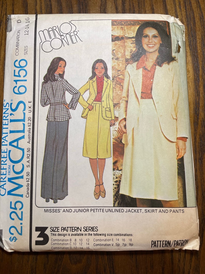 Vintage 1970s Mccall's Marlo's Corner by Marlo Thomas Pantsuit Sewing ...