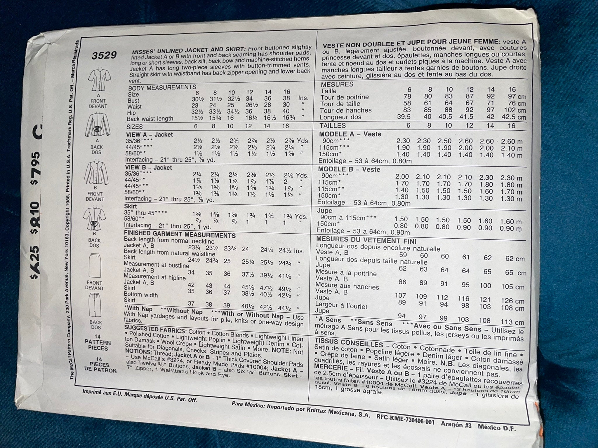 Vintage 80's Suits and Dresses Sewing Patterns Including Mccall's 3529 ...