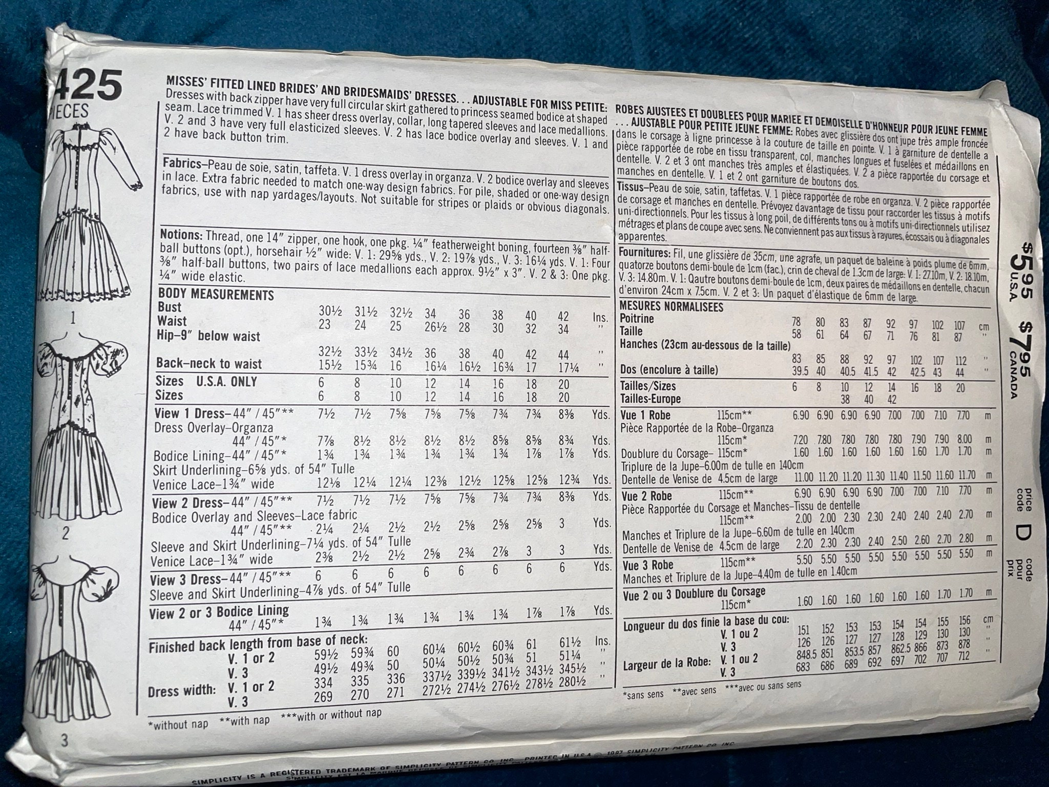 Vintage 80's Prom and Wedding Dress Sewing Patterns Including Butterick ...