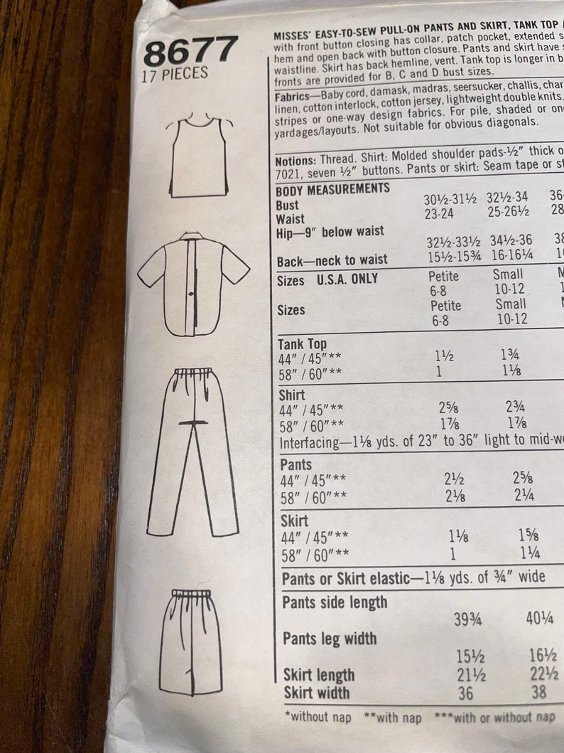 Vintage 1980s Coordinates Uncut Sewing Patterns Simplicty 8677 and ...