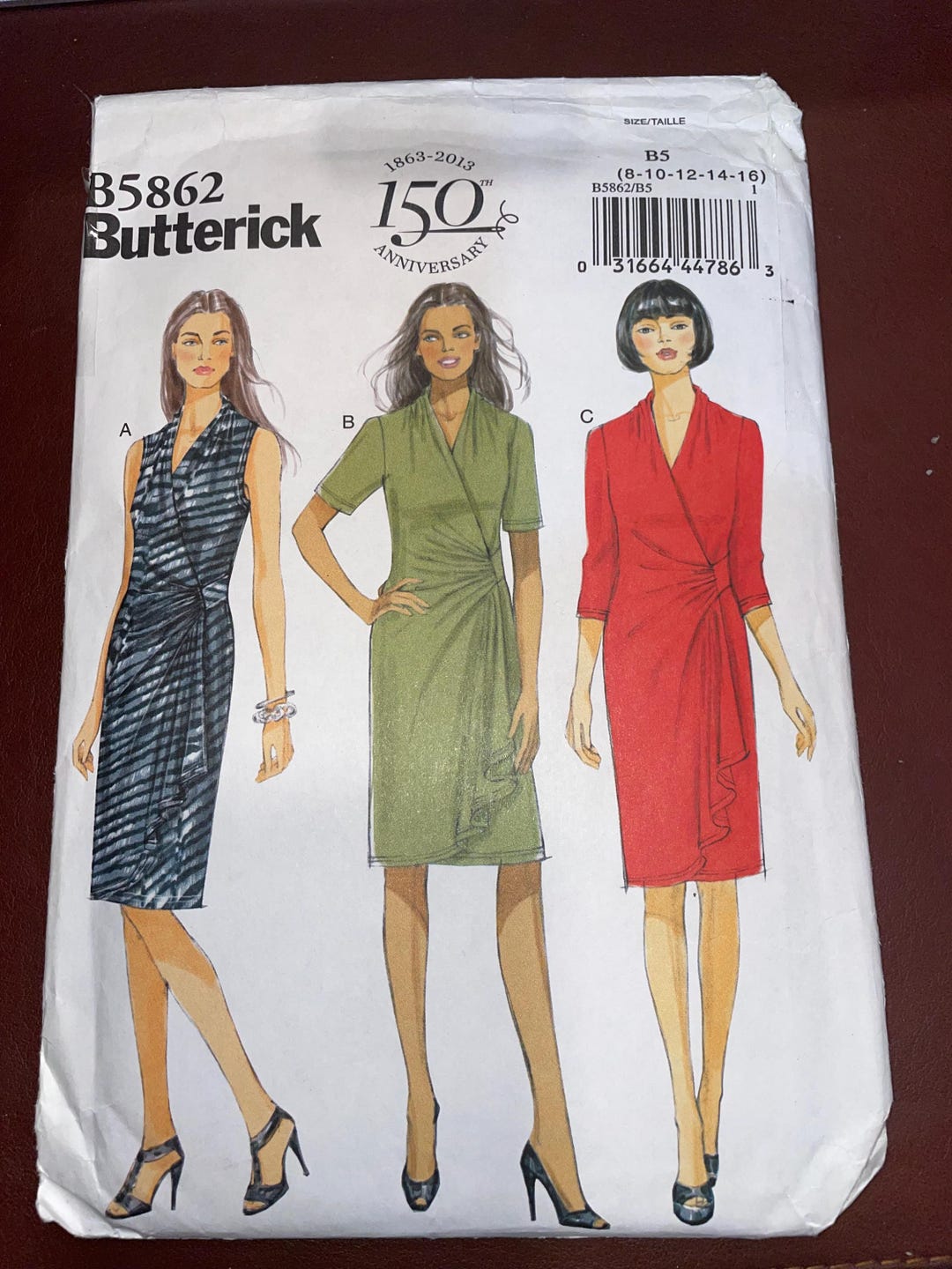 Uncut Faux Wrap Dress Pattern - Butterick 5862 Sizes 8-16 - Etsy