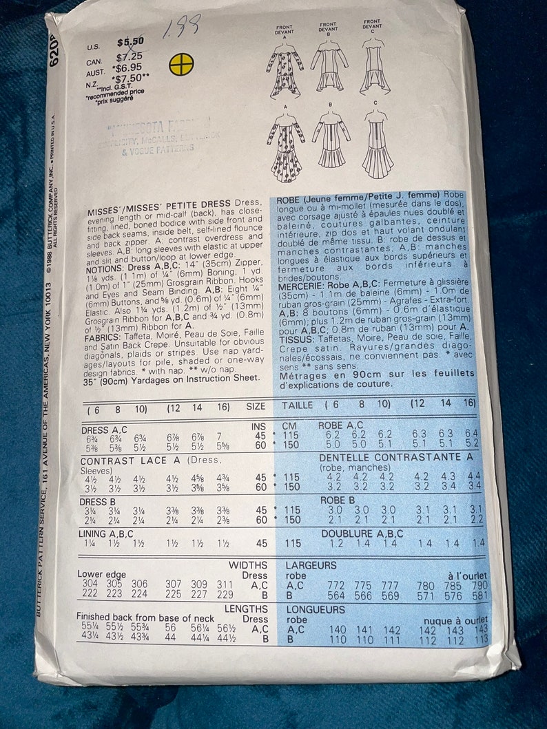 Vintage 80's Prom and Wedding Dress Sewing Patterns Including Butterick ...