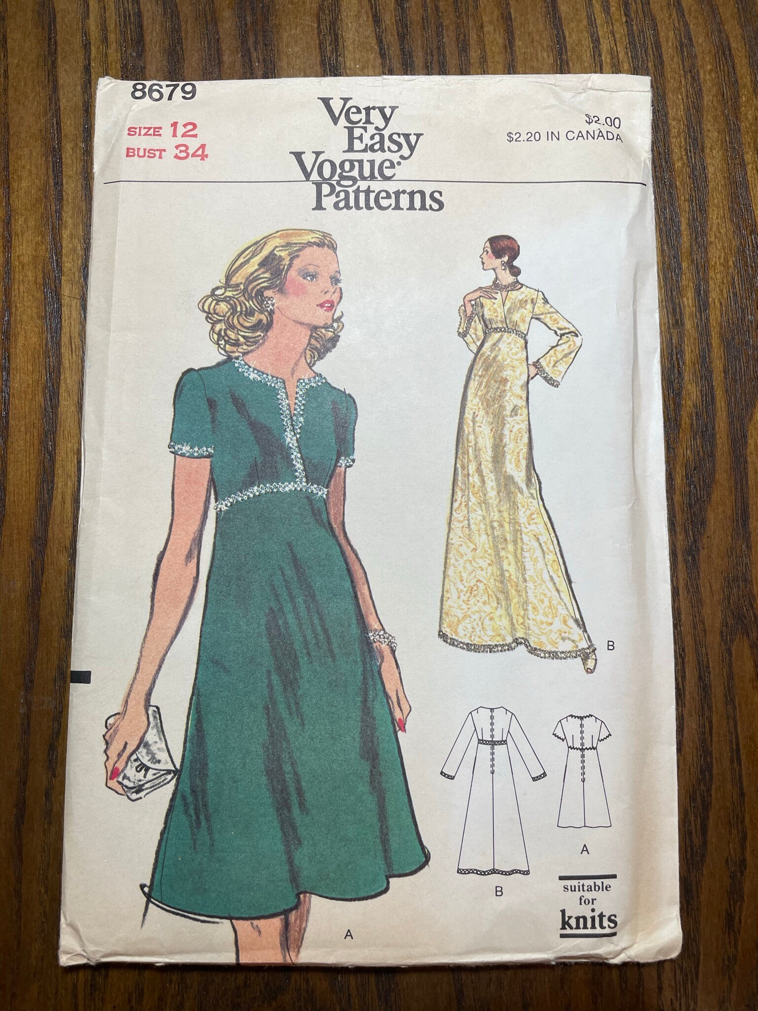 Vintage 1970s Mccall Sewing Patterns 5871 and Vogue Sewing Pattern 8679 ...