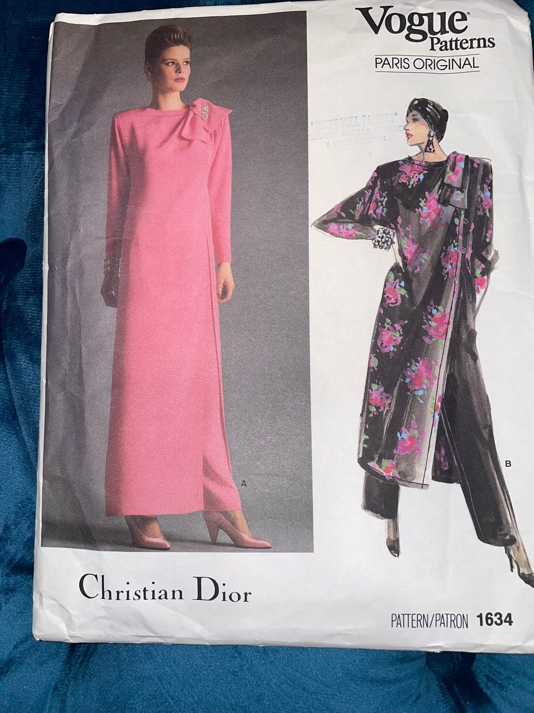 Vintage Paris Designer Vogue Pattern - #1634 - Christian Dior, Vogue ...