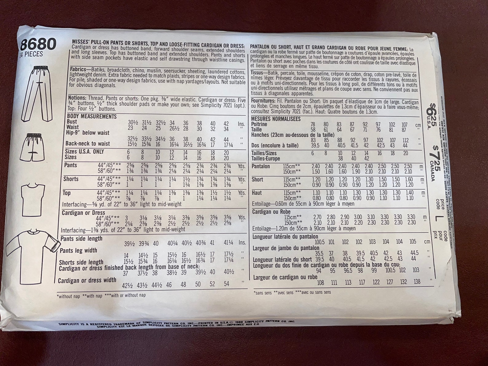 Vintage 1980s Coordinates Uncut Sewing Patterns Simplicty 8677 and ...