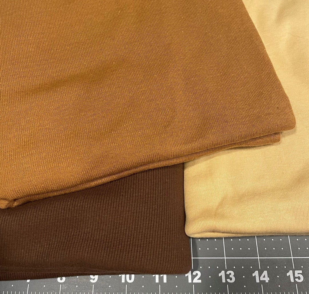 Brown, Caramel and Tan Ribbed Knit Fabric - 3 Pieces - Etsy