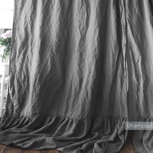 Set of 2 Linen Color Block Curtain Panels Rod Pocket | Etsy Set of 2 Linen Color Block Curtain Panels Rod Pocket | Etsy