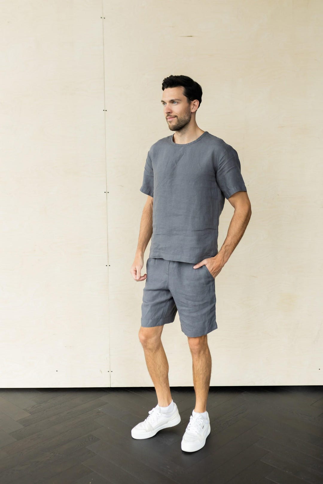 Men's Linen Shorts Set, Stylish and Comfortable Summer Shorts, T-shirt ...