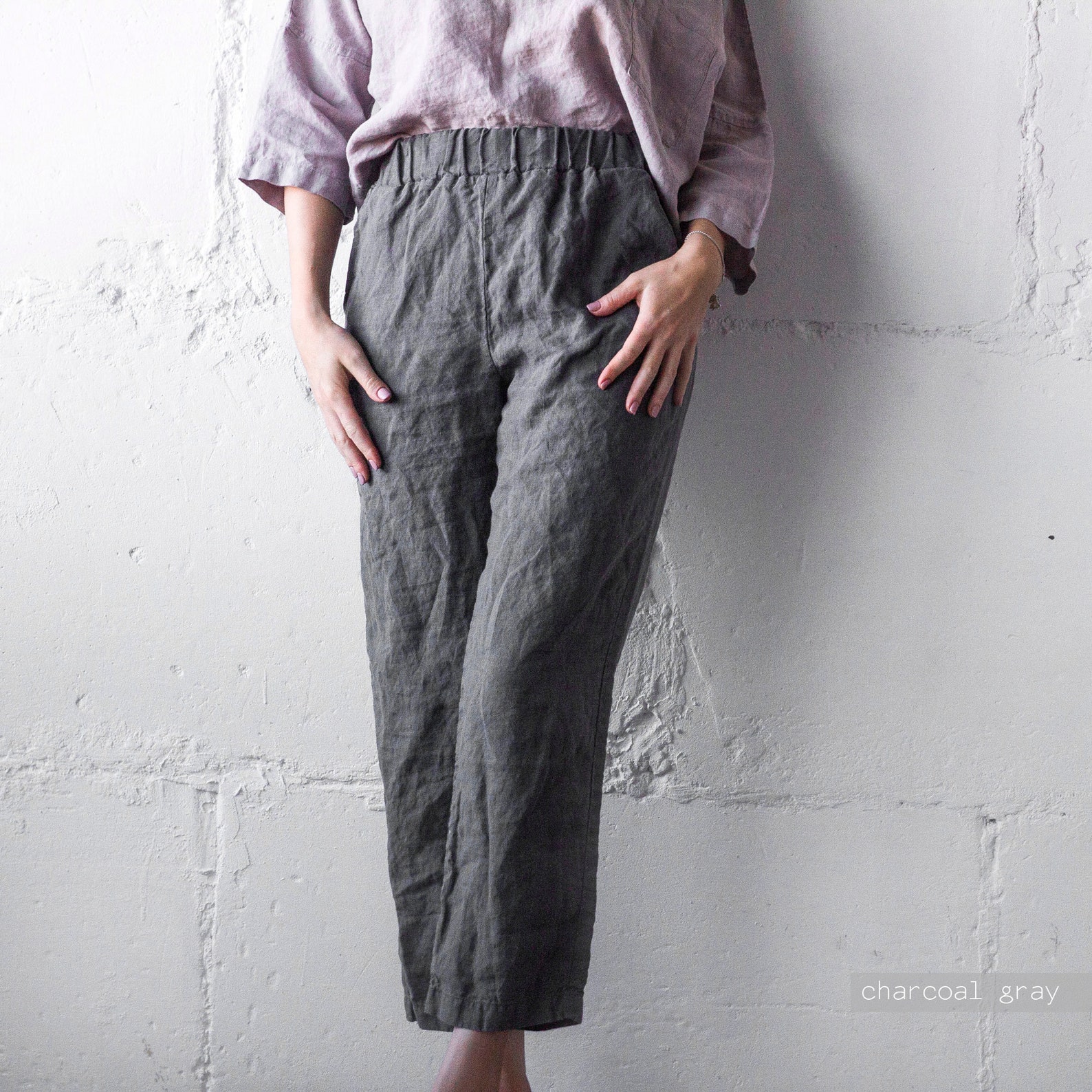 WOMENS LINEN PANTS Grey Linen Pants Wide Leg Linen Pants | Etsy