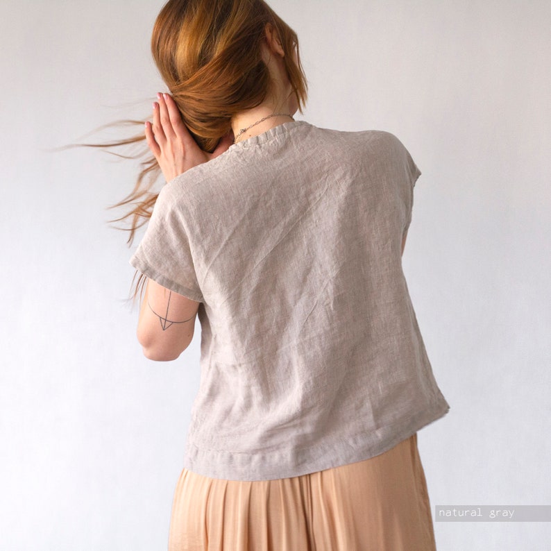 BASIC LINEN TOP Women Linen Top Pink Linen Top Gray Linen | Etsy
