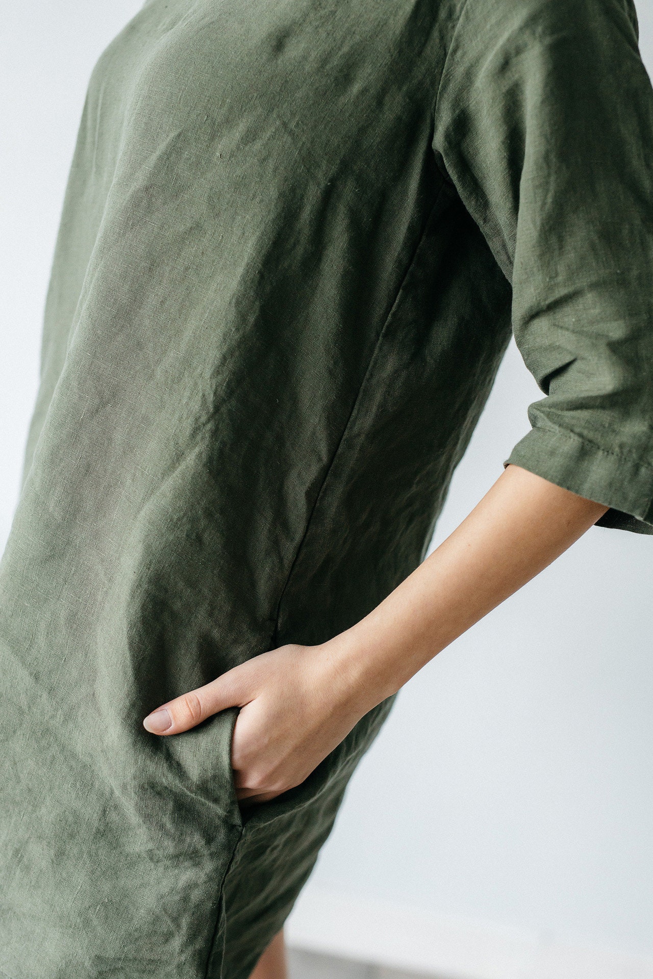 Washed Linen DRESS WITH POCKETS Mini Dress Ogranic Dress - Etsy Israel