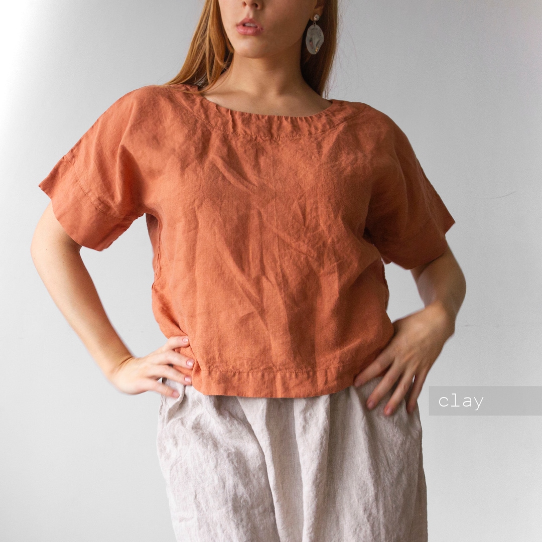 LINEN T-SHIRT 100% Linen, Linen Tshirt Women, Linen Blouse, Loose ...