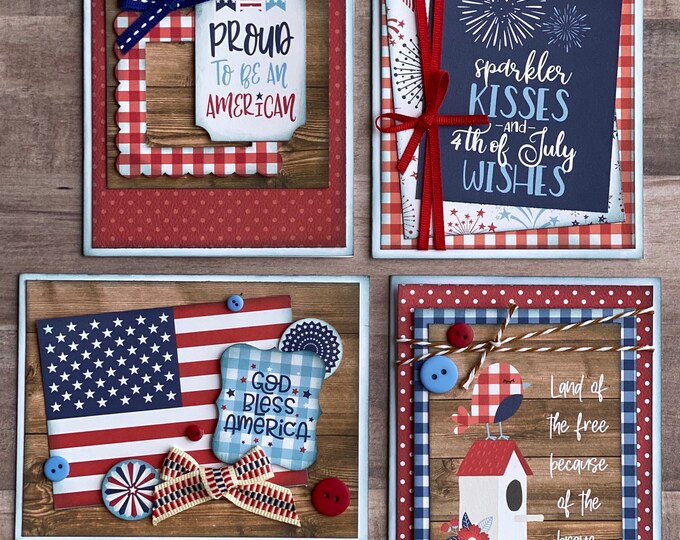 Americana Themed Card Kit 4 Pack DIY Card Kit Fourth of July DIY Craft ...