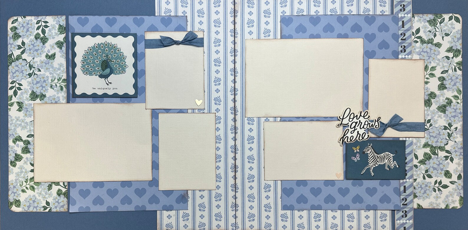 Be Uniquely You, General Themed DIY 2 Page Scrapbooking Layout Kit, DIY Family Craft Kit,maggie ...