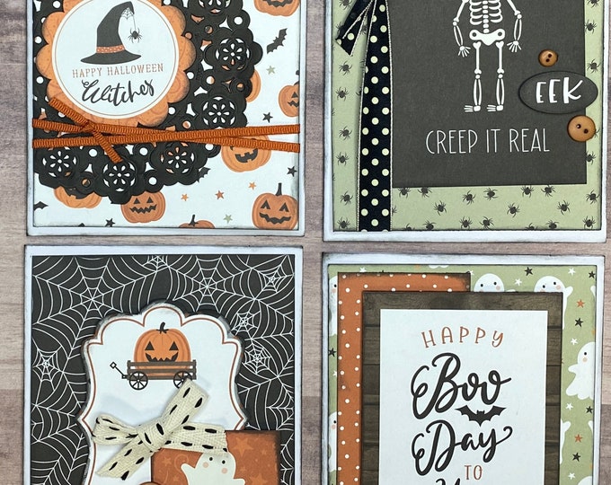 Happy Halloween Witches, 4 Pack DIY Card Kit Halloween Card Craft DIY ...