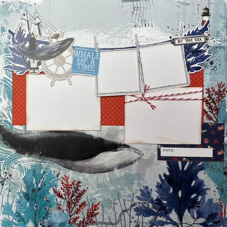 A Whale of a Time, Whale Watching 2 Page DIY Scrapbooking Layout Kit ...