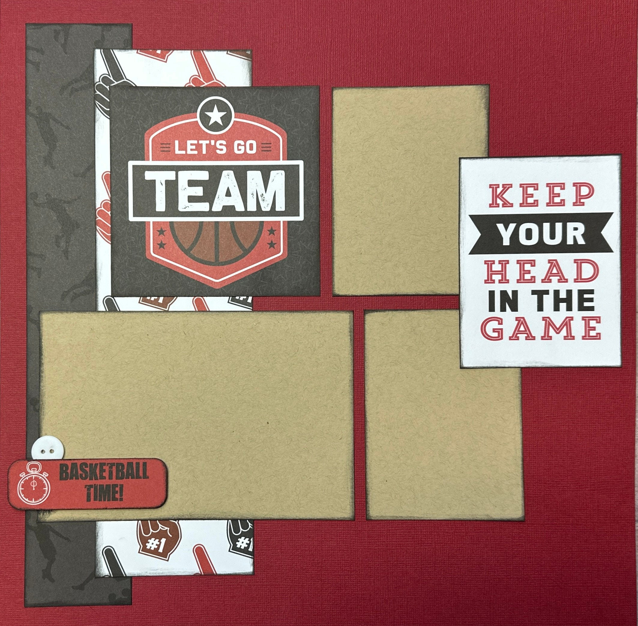 Let's Go Team, Basketball Themed 2 Page Scrapbooking Layout Kit, DIY ...