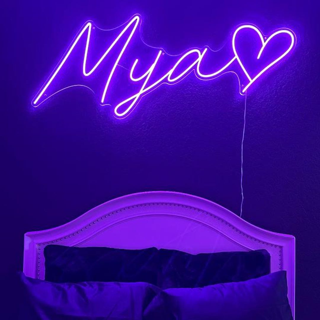 Custom Name LED Neon Sign – Personalized White Neon Light With Heart ...