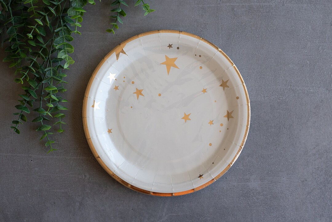 Yellow and Gold Star Paper Plates - Etsy