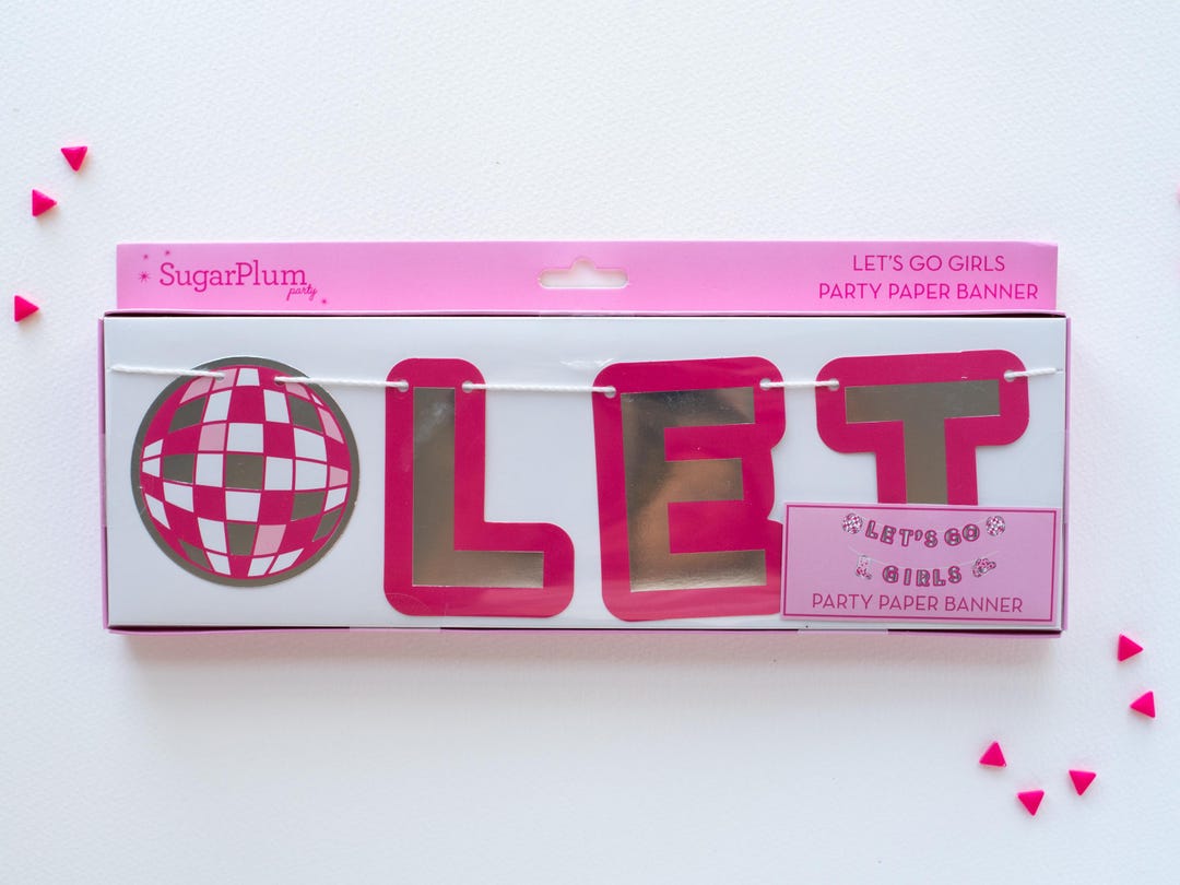 Lets Go Girls Birthday Banner, Pink Bachelorette Party Decor, Wester ...