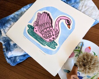 Swan Print Block - Etsy