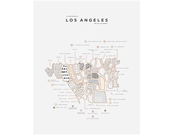 Los Angeles Map Letterpress Print 8 X 8 - Etsy