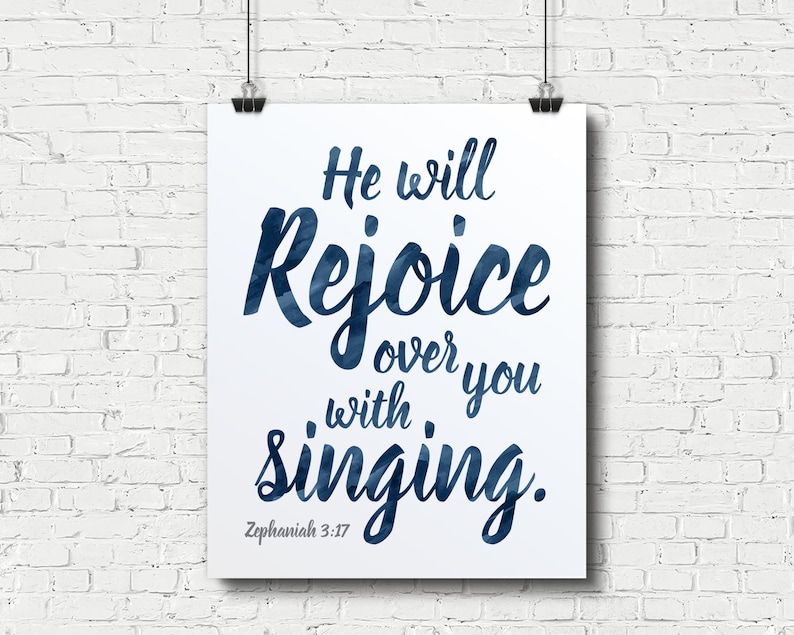 Rejoice Over You, Bible Verse Sign, Scripture Printable, Bible Verse ...