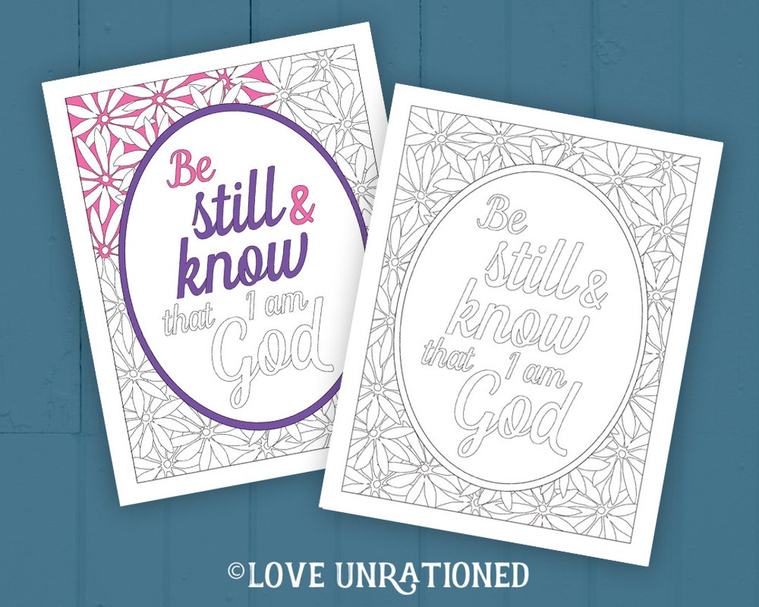 Bible Verse Coloring Page - Adult Coloring Page, Be Still and Know ...